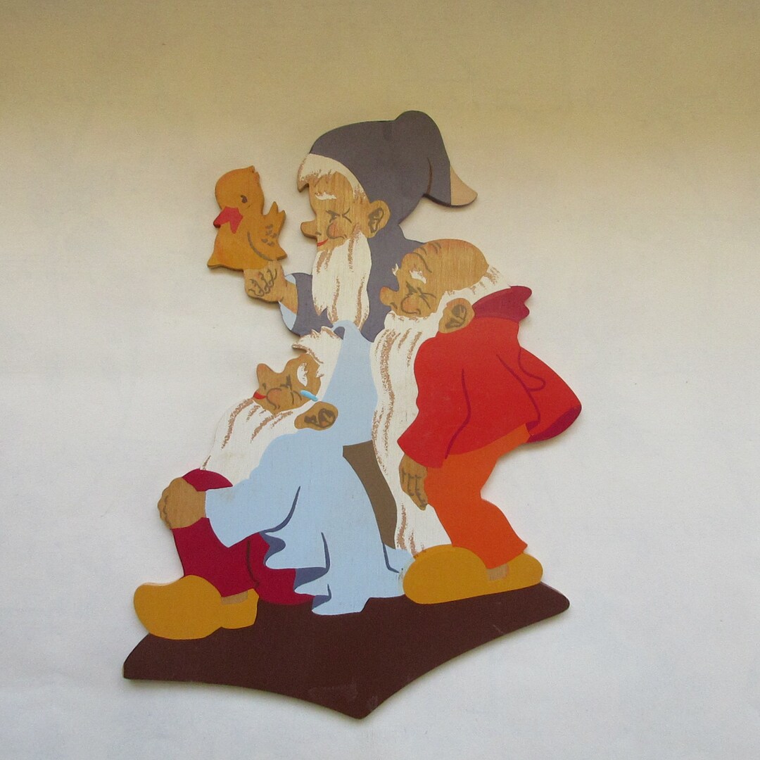 Vintage Germany 1970s Gnomes Elves Wall Plaque Erzgebirge Wood Wooden ...
