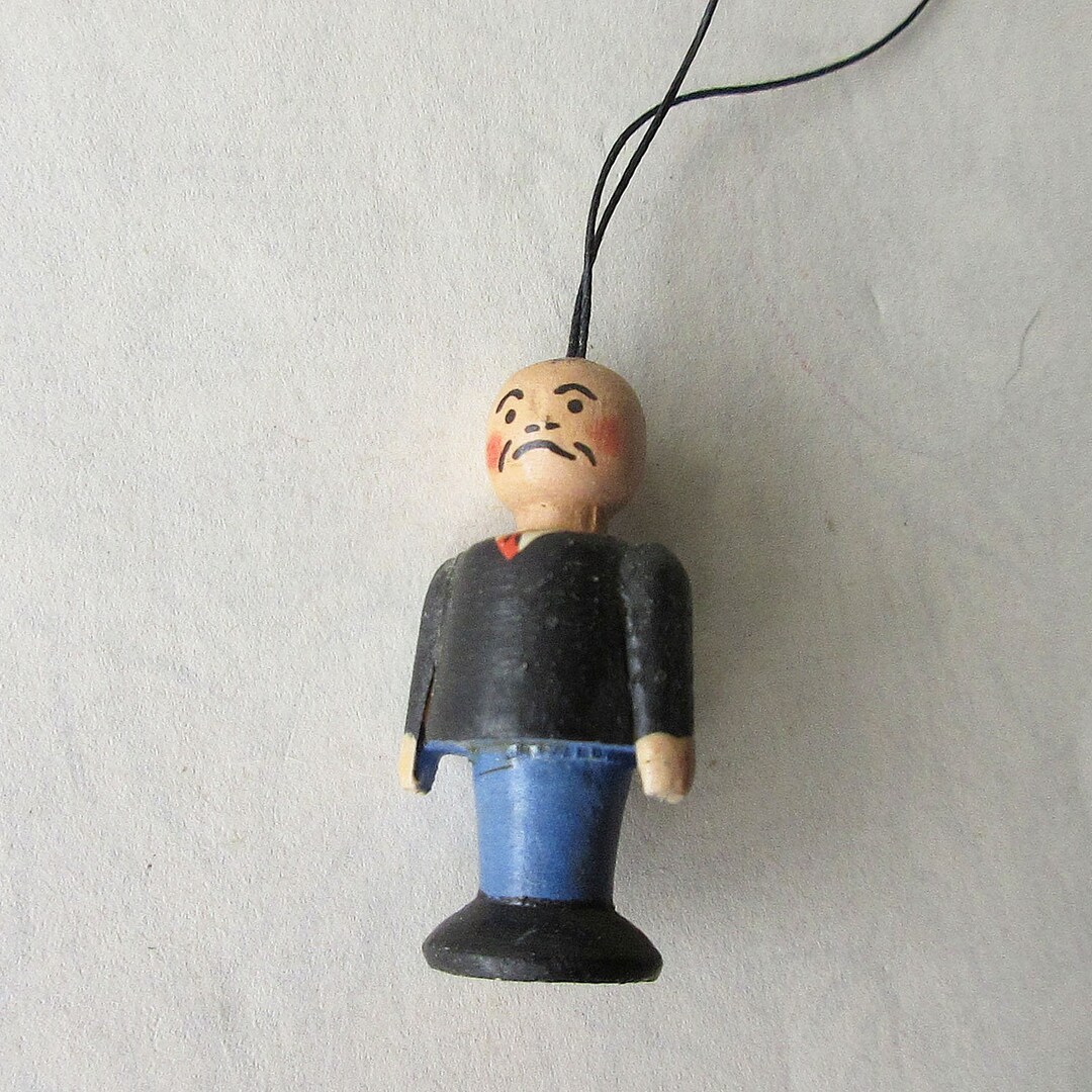Vintage Italy Wooden Man Figure 1-7/16" Christmas Folk Art Handmade ...