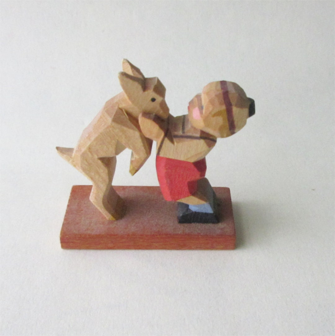 Vintage East Germany Emil Helbig Boy With Goat Hand Carved Wooden ...