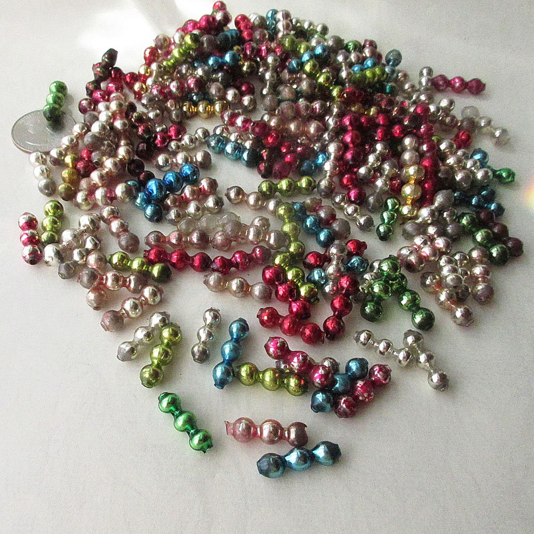 200 Vintage Japan Glass Beads Christmas Garland Triple Bump Bead Make ...