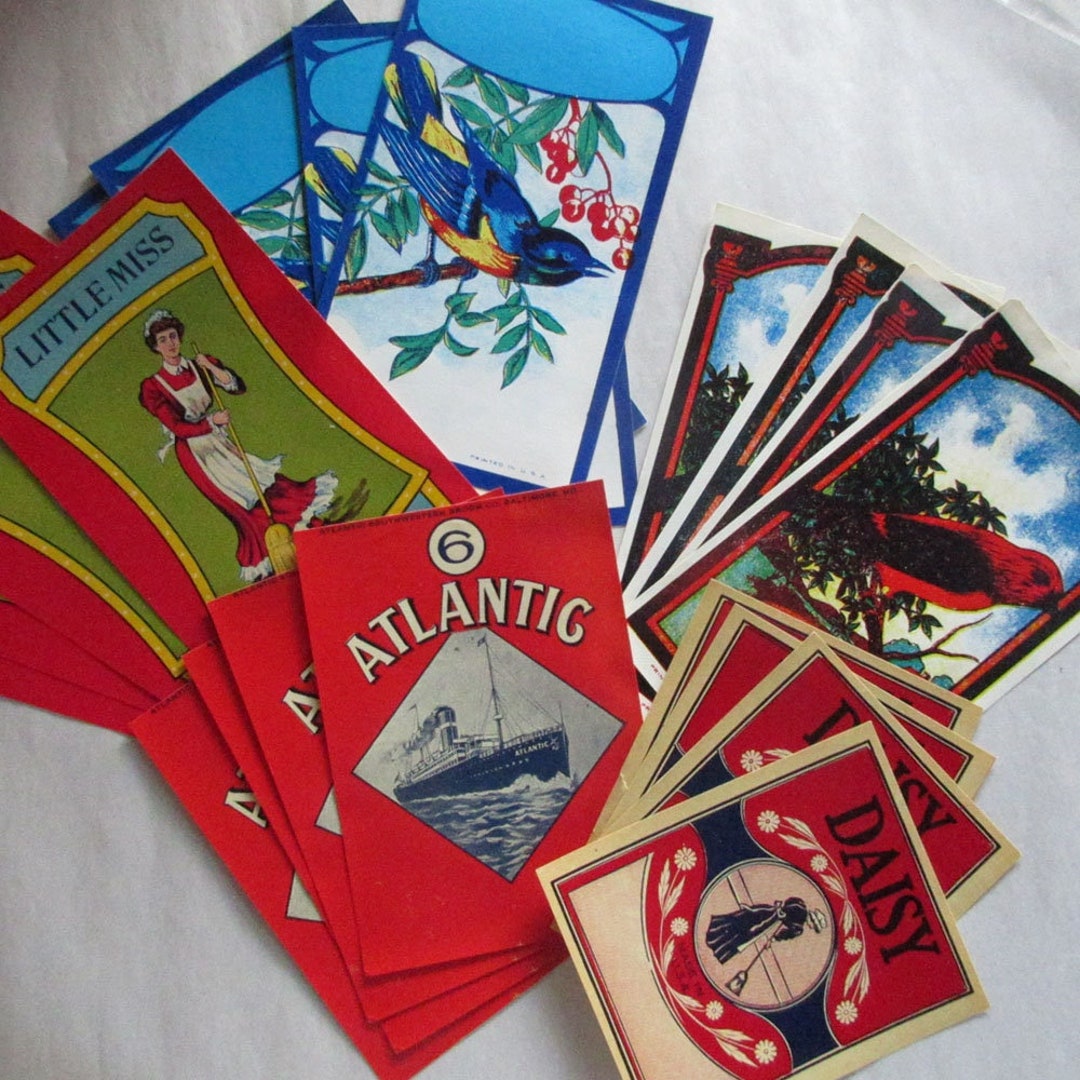 20 Labels Vintage Paper Labels Broom Label 5 Styles Ephemera Circa ...