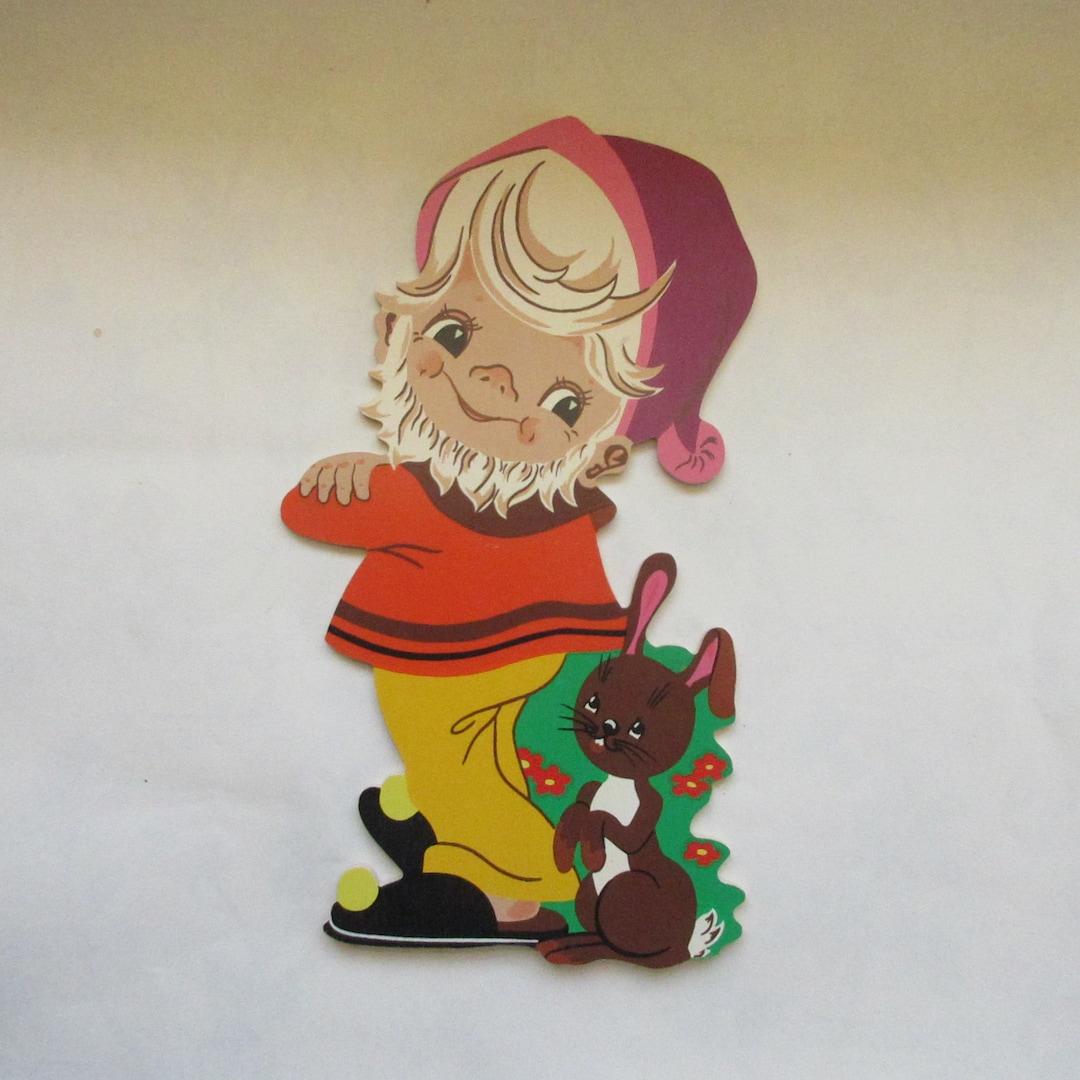 Vintage Germany 1972 Gnome With Bunny Rabbit Wall Plaque Erzgebirge ...