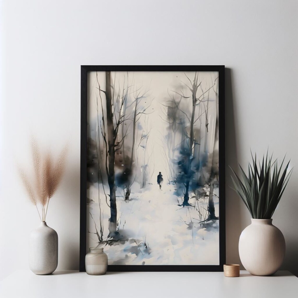 Vintage Winter Forest Path Water Colored Digital Art Home Decor ...
