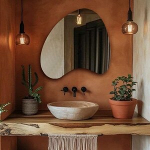 Asymmetrical Bohemian Wall Mirror: Large Oval Frameless Mirror - Etsy