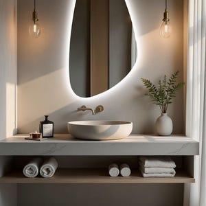 Asymmetrical LED Wall Mirror: Large Illuminated Backlit Home Decor - Etsy