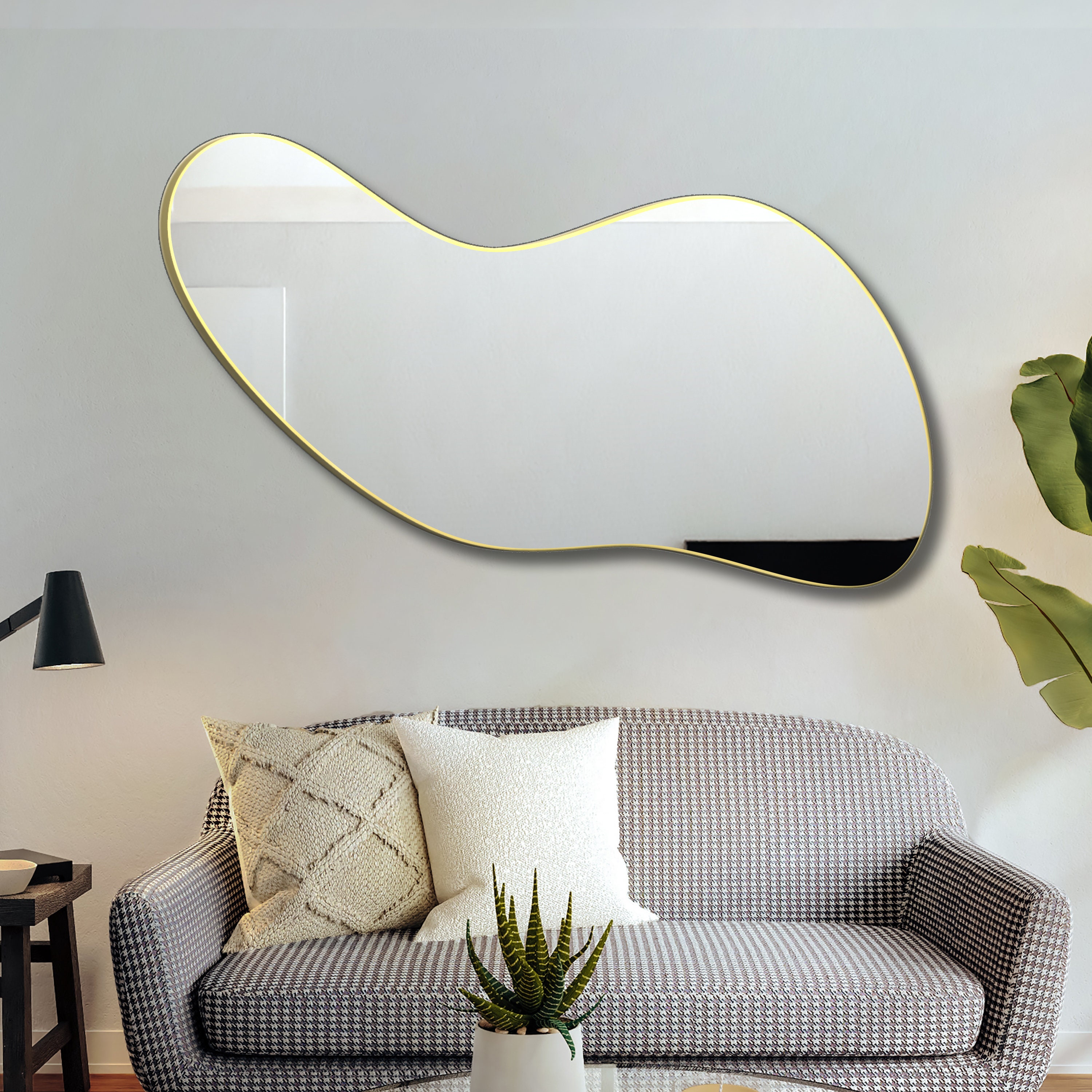 Irregular Shaped Wall Mirror, Asymmetrical Gold Framed Mirror ...