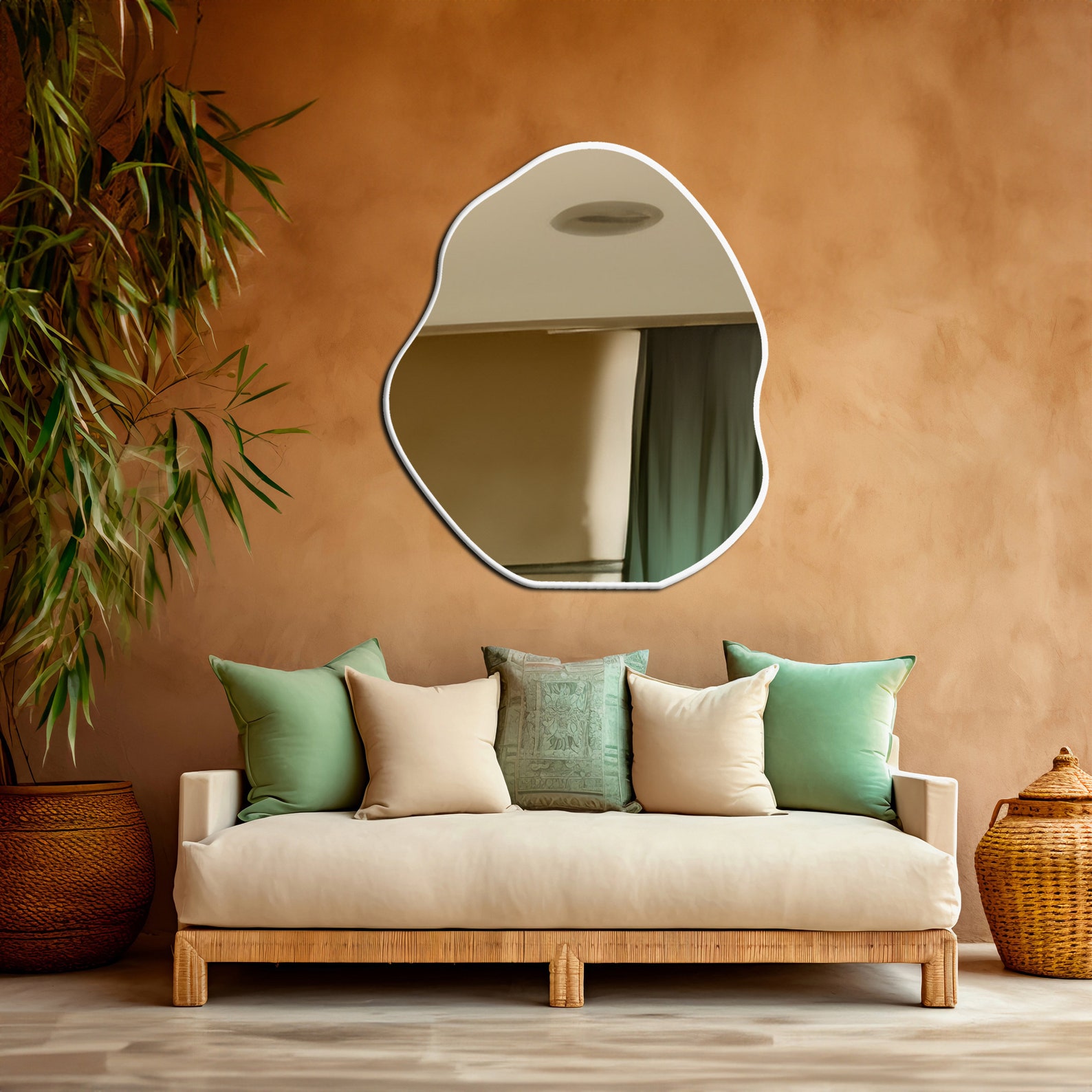 Irregular Shaped Wall Mirror, Asymmetrical Gold Framed Mirror ...