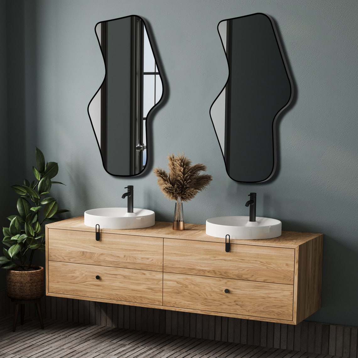 Irregular Shaped Wall Mirror, Asymmetrical Gold Framed Mirror ...