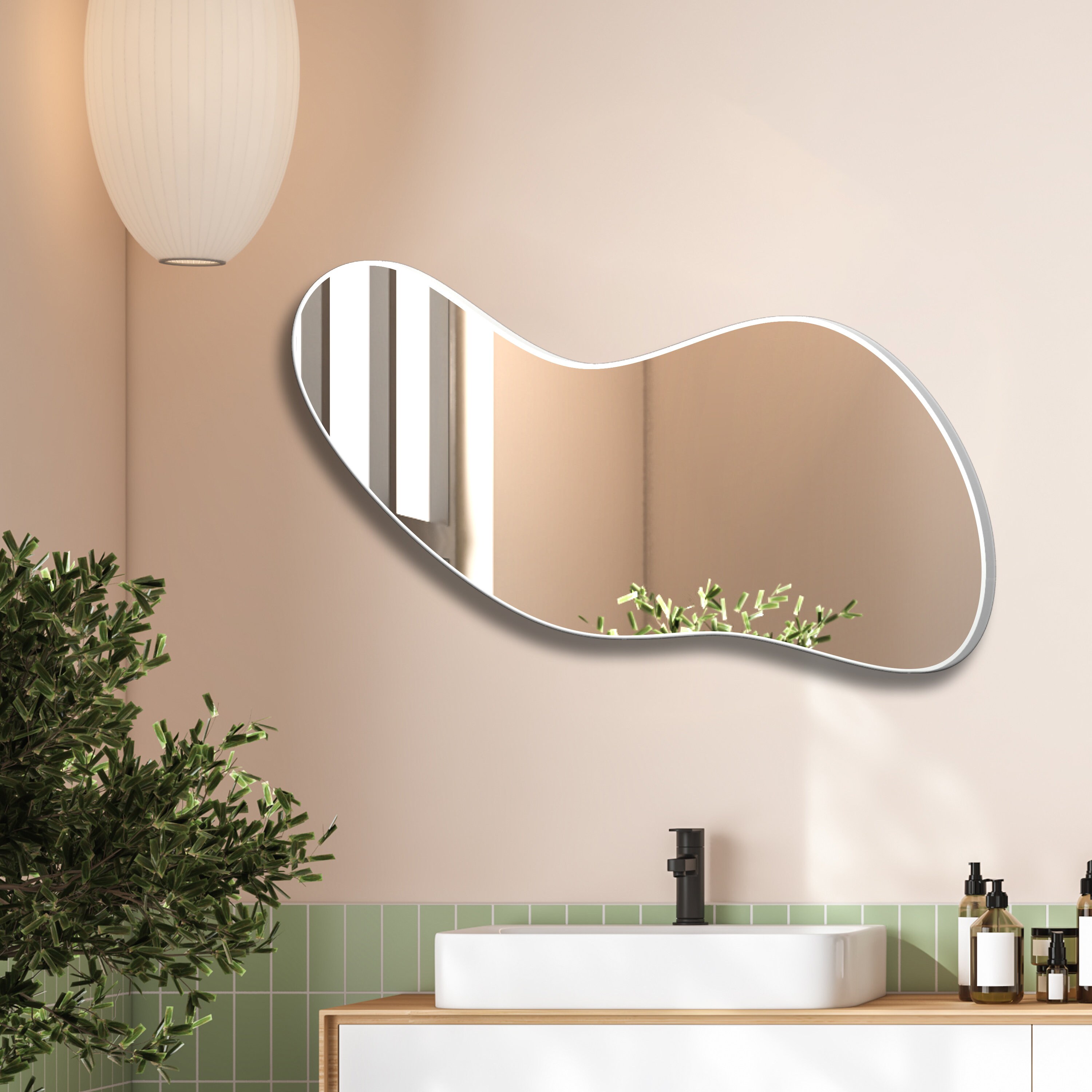 Irregular Shaped Wall Mirror, Asymmetrical Gold Framed Mirror ...