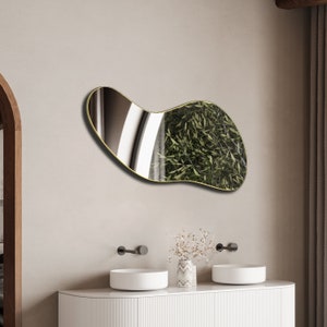 Irregular Shaped Wall Mirror, Asymmetrical Gold Framed Mirror ...