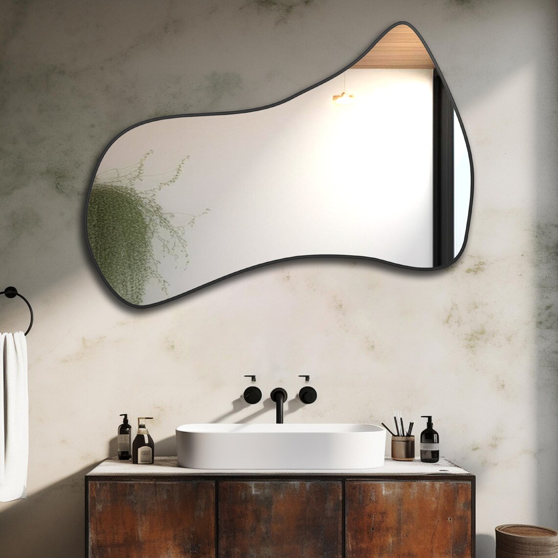 Irregular Shaped Wall Mirror, Asymmetrical Gold Framed Mirror ...