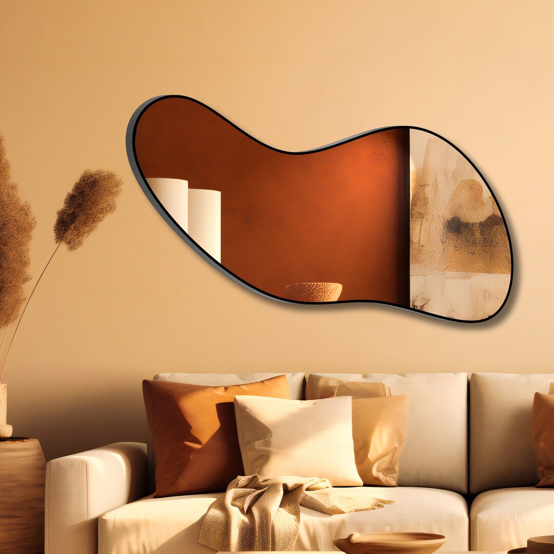 Irregular Shaped Wall Mirror, Asymmetrical Gold Framed Mirror ...