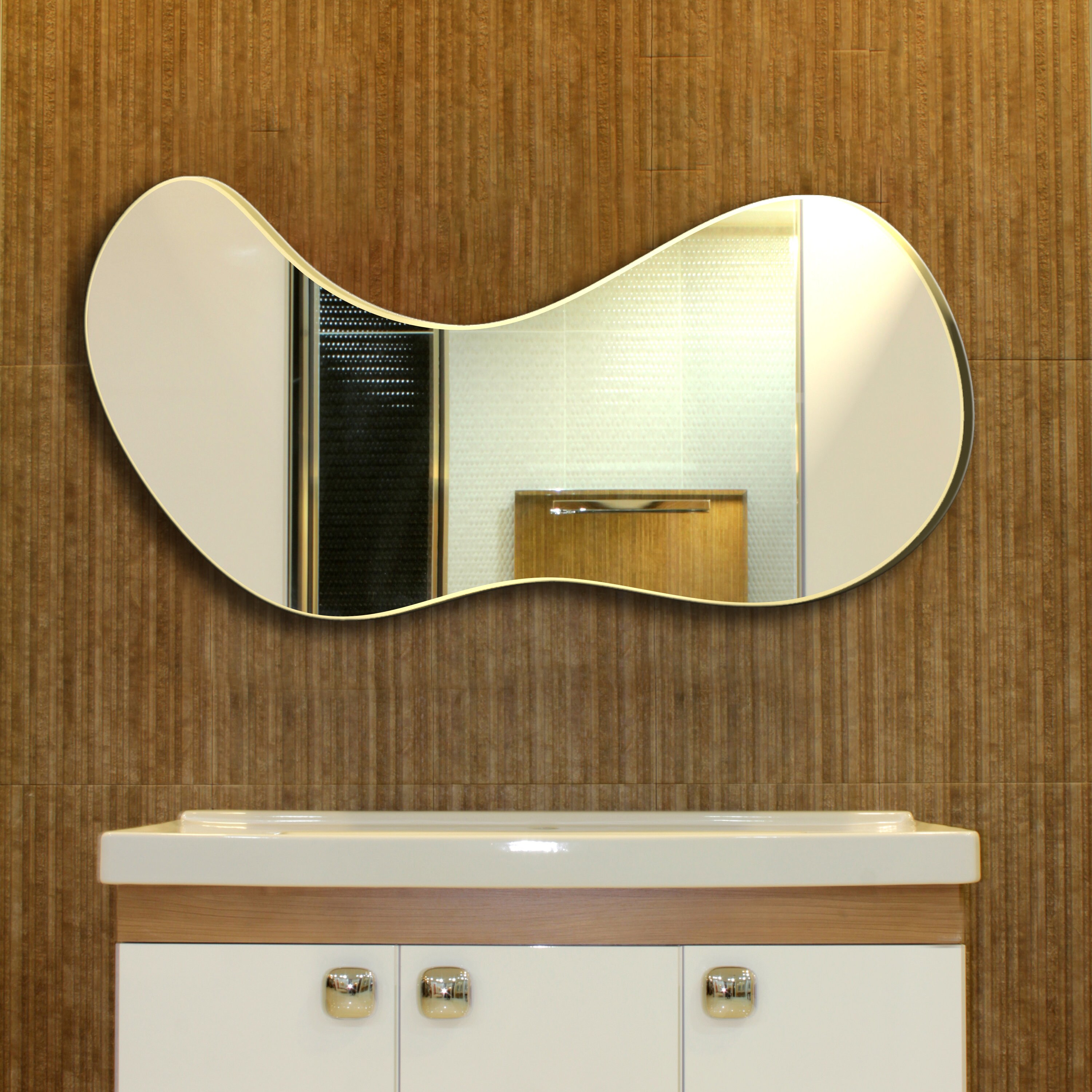 Irregular Shaped Wall Mirror, Asymmetrical Gold Framed Mirror ...