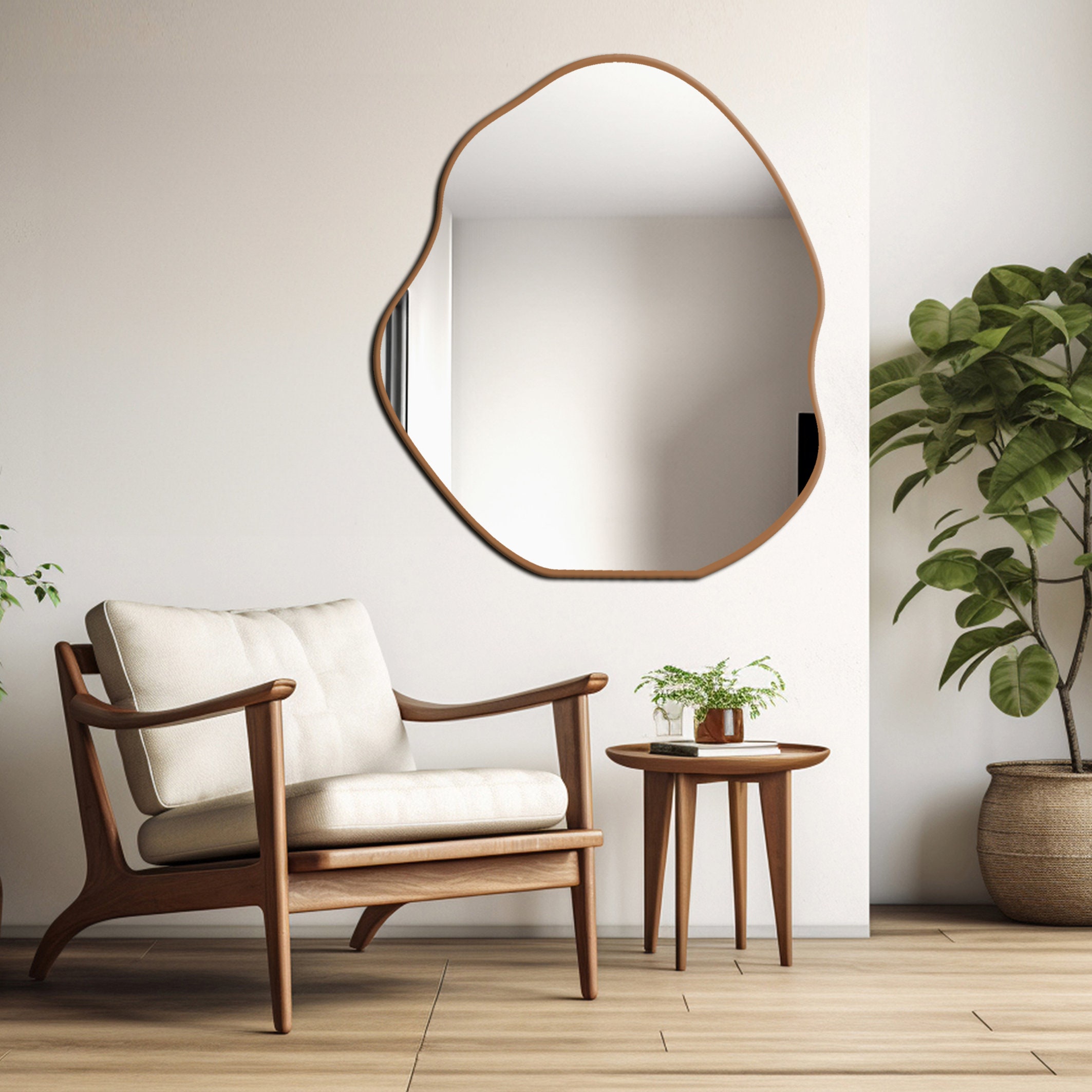 Irregular Shaped Wall Mirror, Asymmetrical Gold Framed Mirror ...