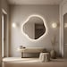 Asymmetrical LED Bathroom Mirror: Wavy Sunburst Design, Warm Light - Etsy