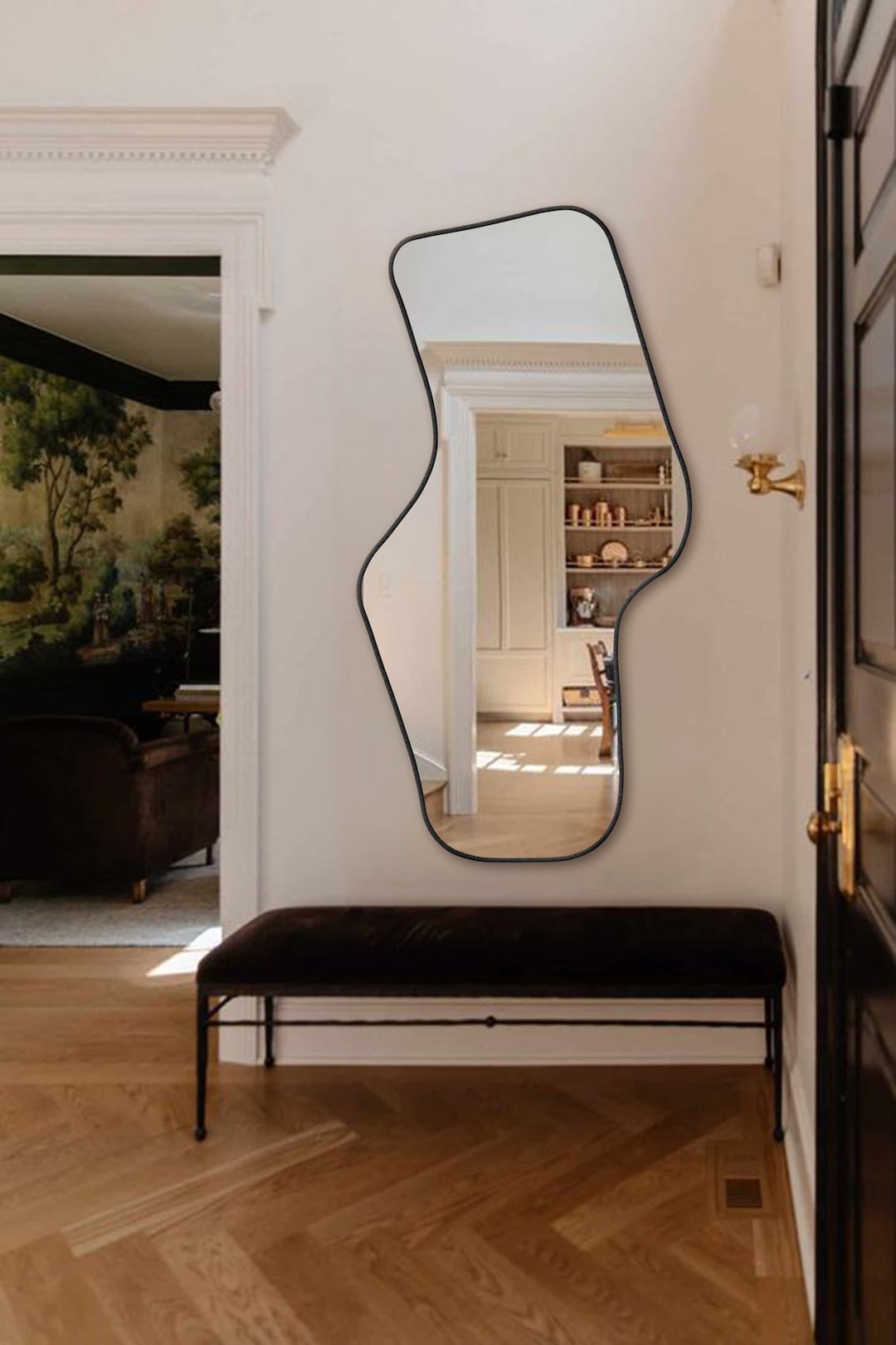 Irregular Shaped Wall Mirror, Asymmetrical Gold Framed Mirror ...