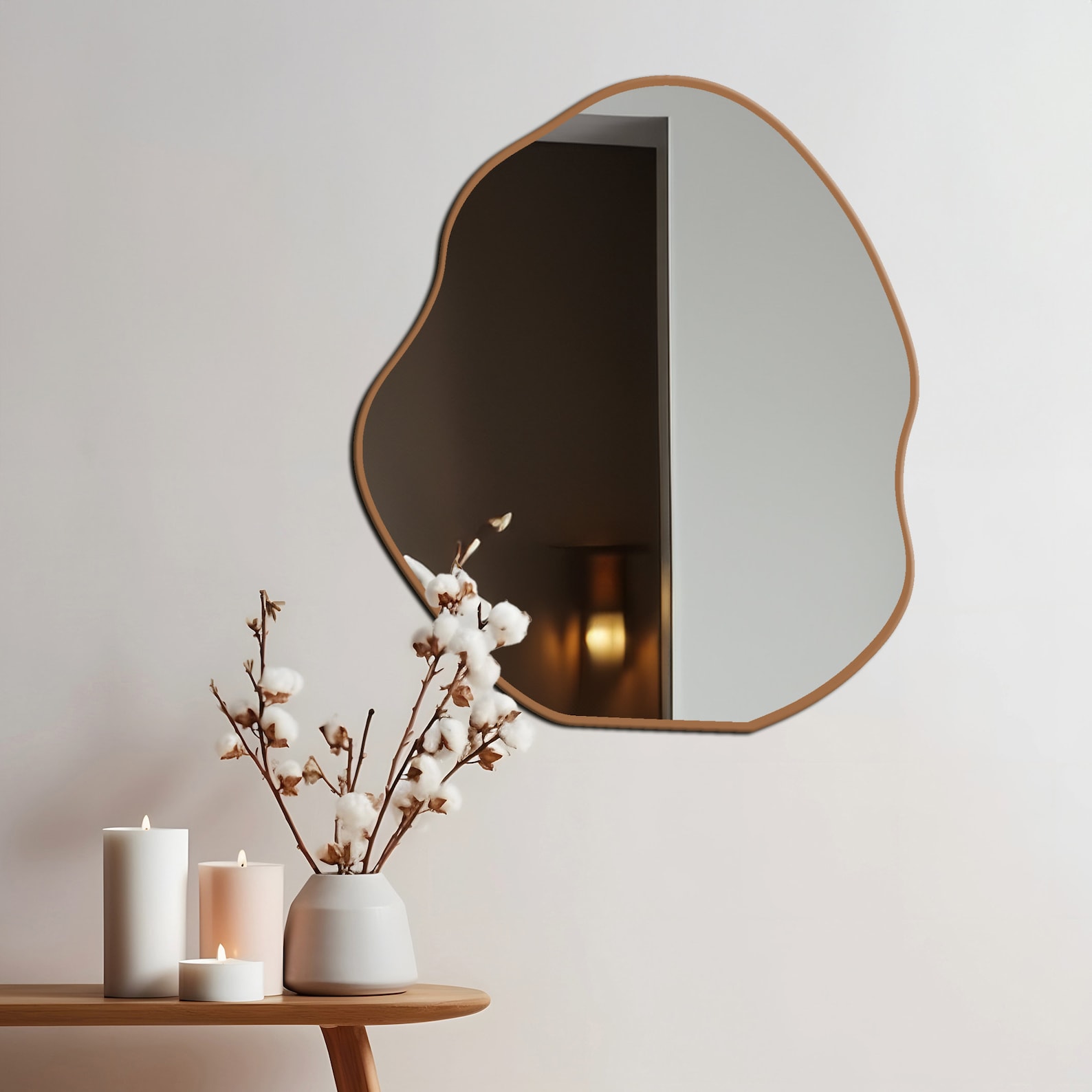 Irregular Shaped Wall Mirror, Asymmetrical Gold Framed Mirror ...