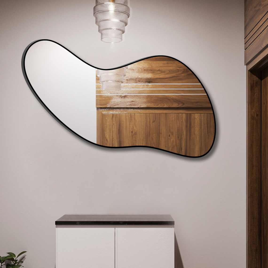 Irregular Shaped Wall Mirror, Asymmetrical Gold Framed Mirror ...
