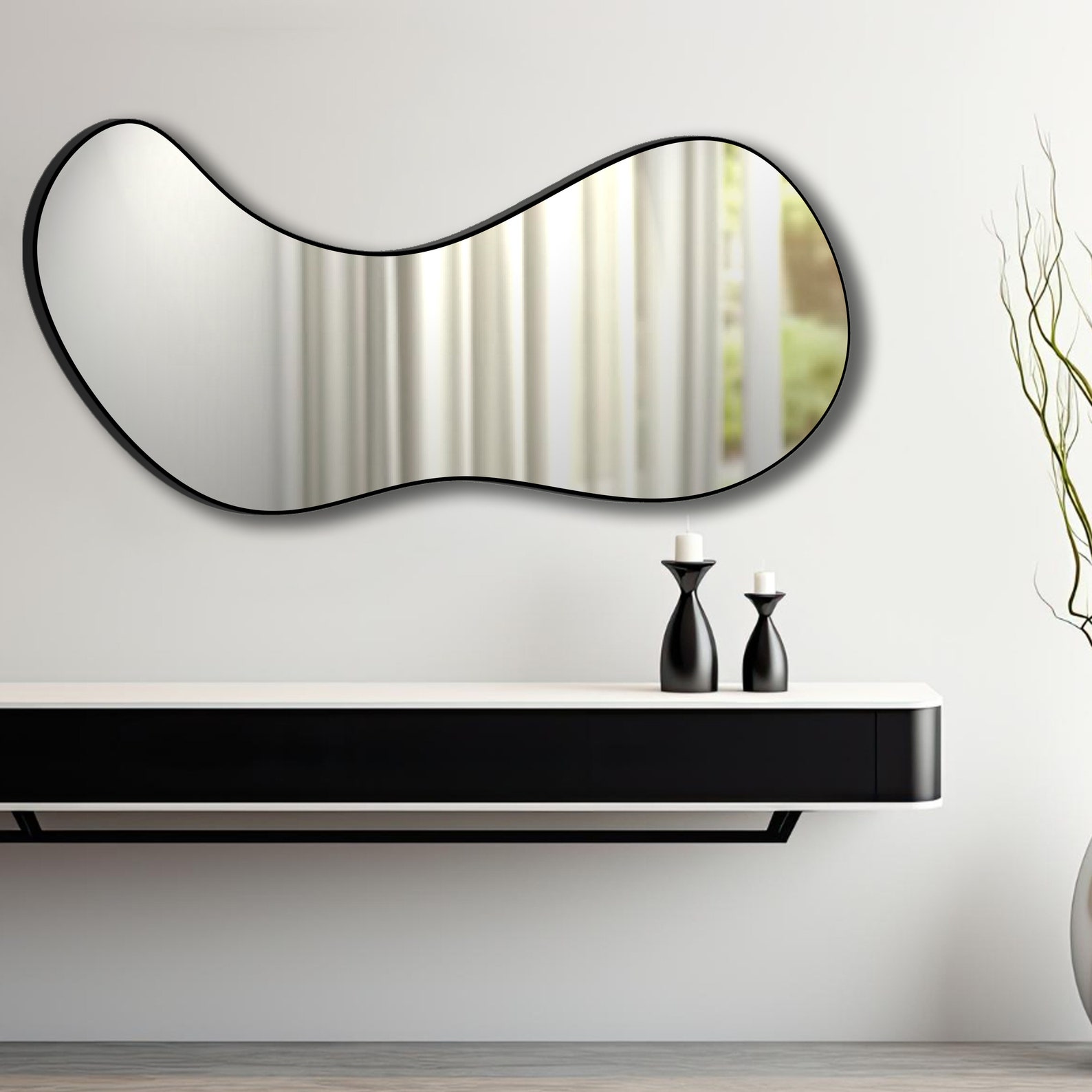 Irregular Shaped Wall Mirror, Asymmetrical Gold Framed Mirror ...