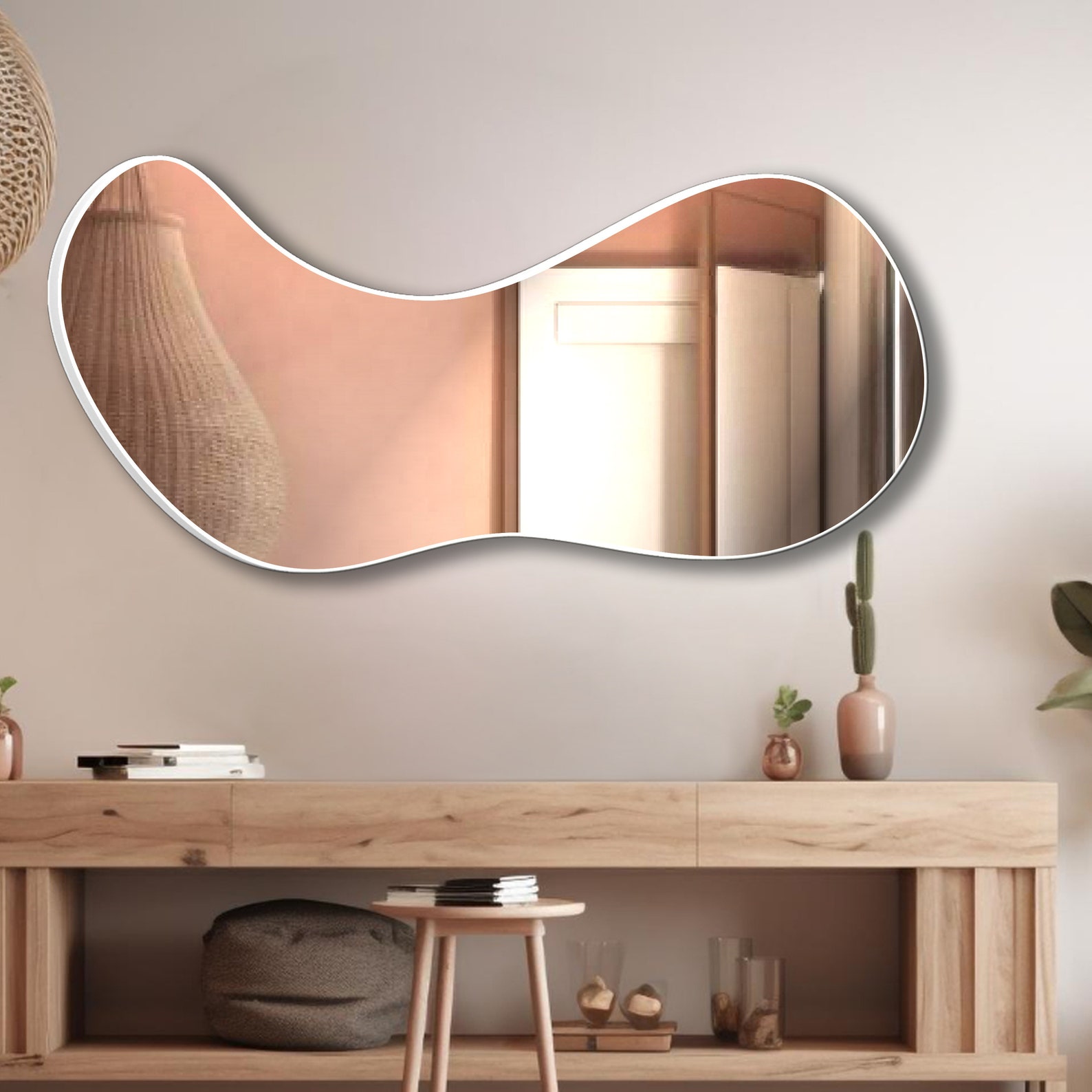 Irregular Shaped Wall Mirror, Asymmetrical Gold Framed Mirror ...