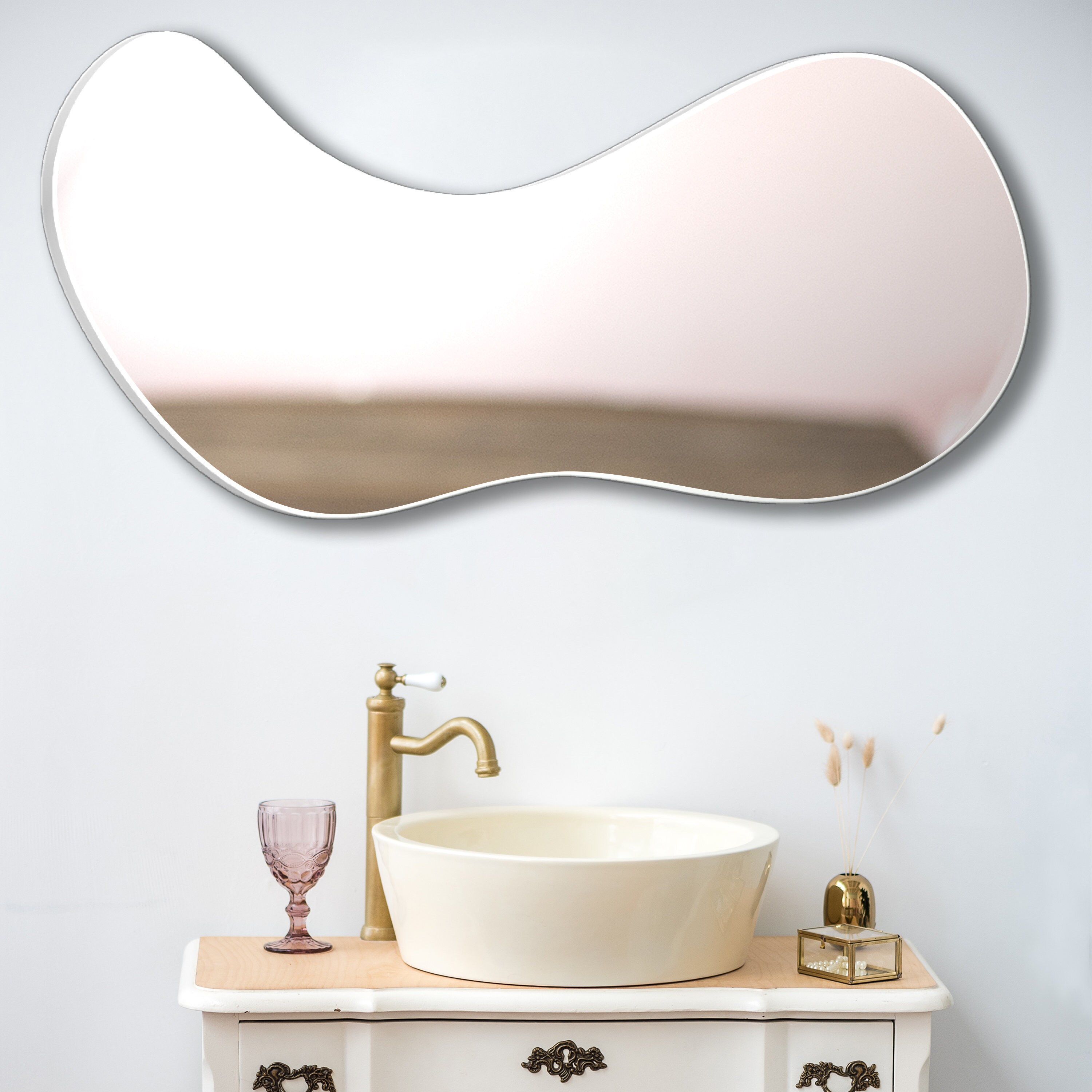 Irregular Shaped Wall Mirror, Asymmetrical Gold Framed Mirror ...