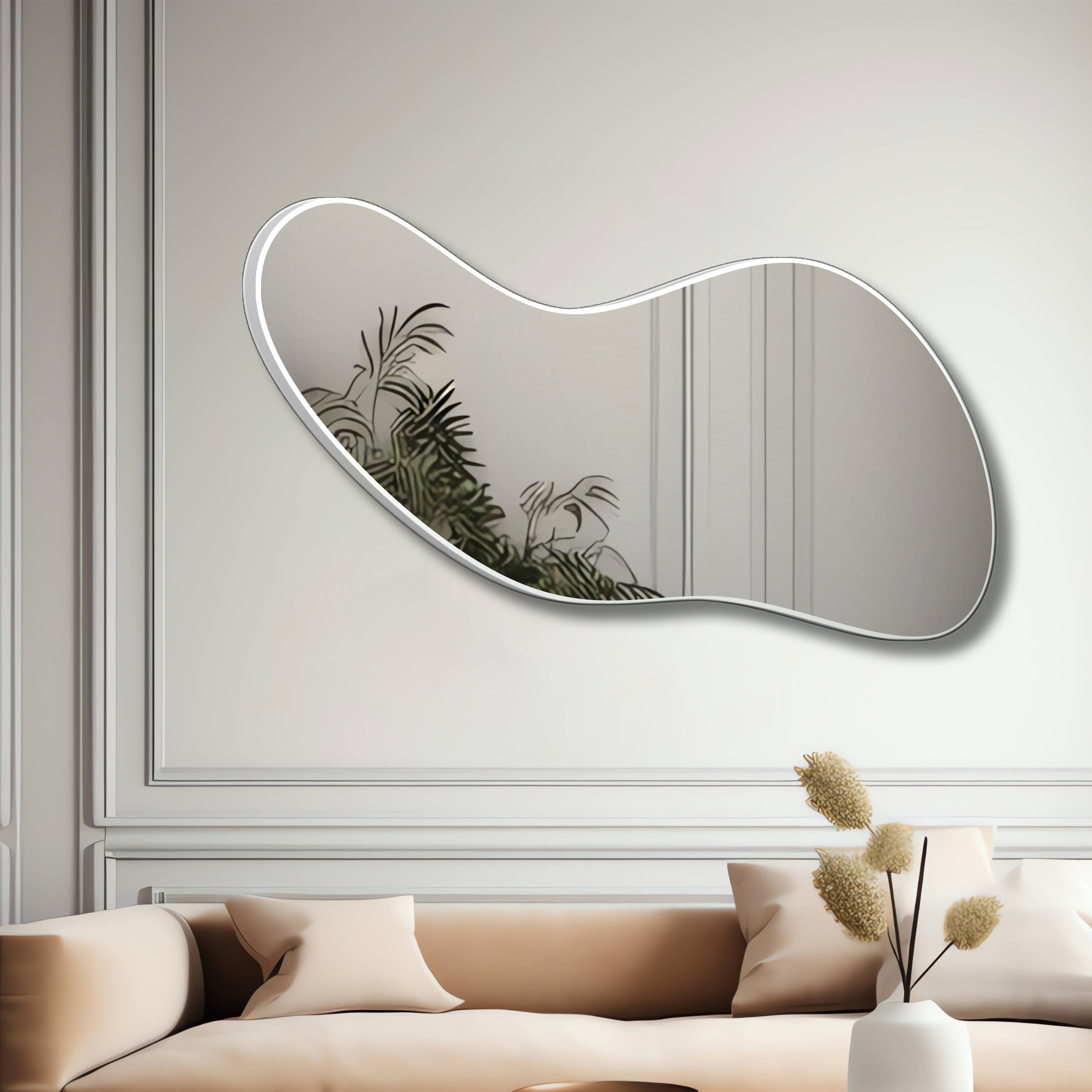 Irregular Shaped Wall Mirror, Asymmetrical Gold Framed Mirror ...