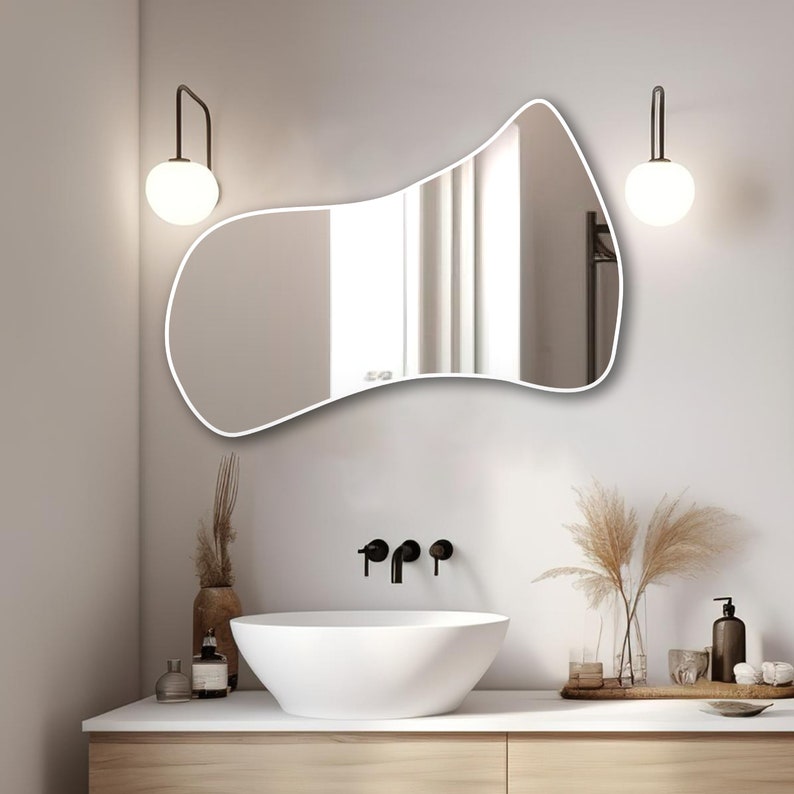 Irregular Shaped Wall Mirror, Asymmetrical Gold Framed Mirror ...