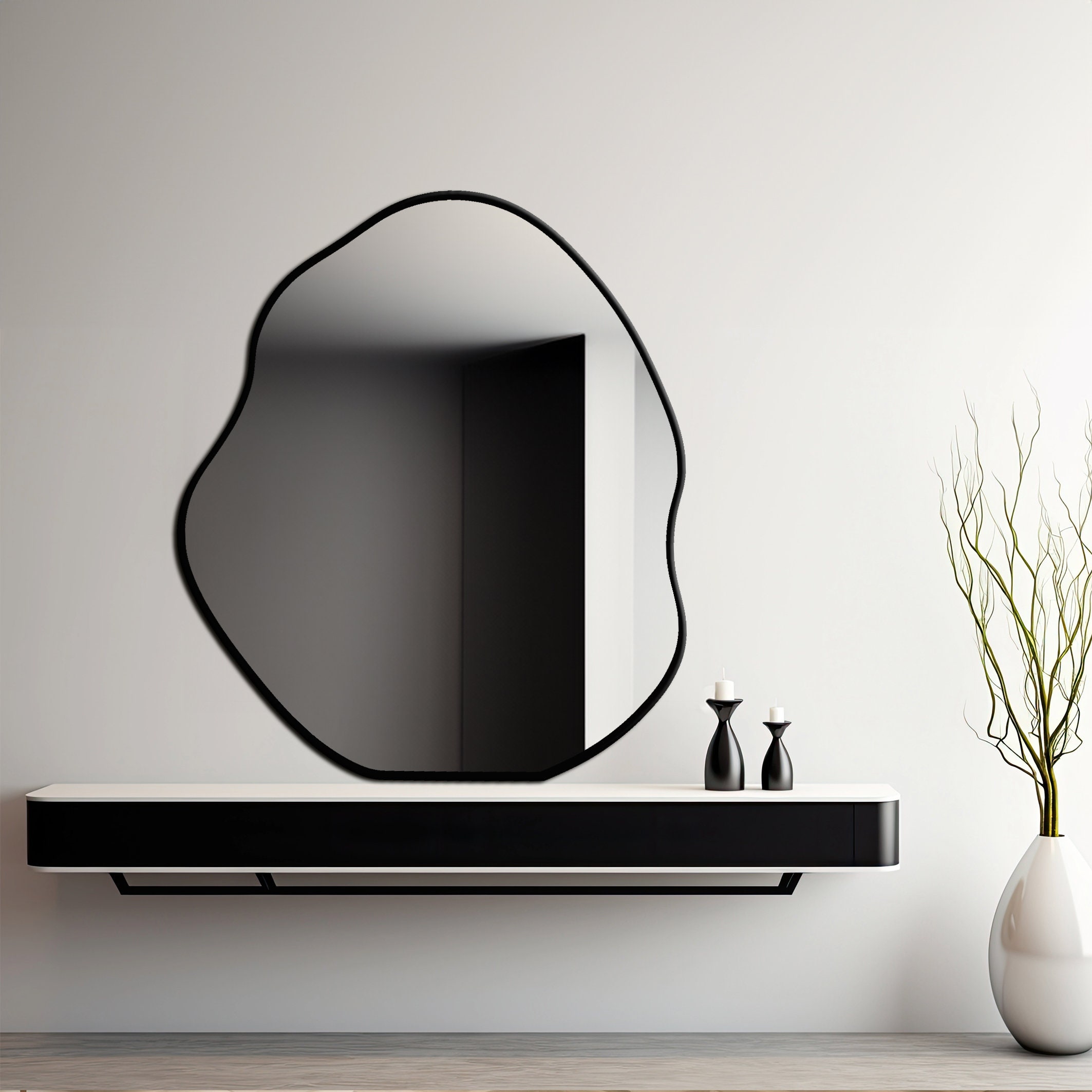 Irregular Shaped Wall Mirror, Asymmetrical Gold Framed Mirror ...