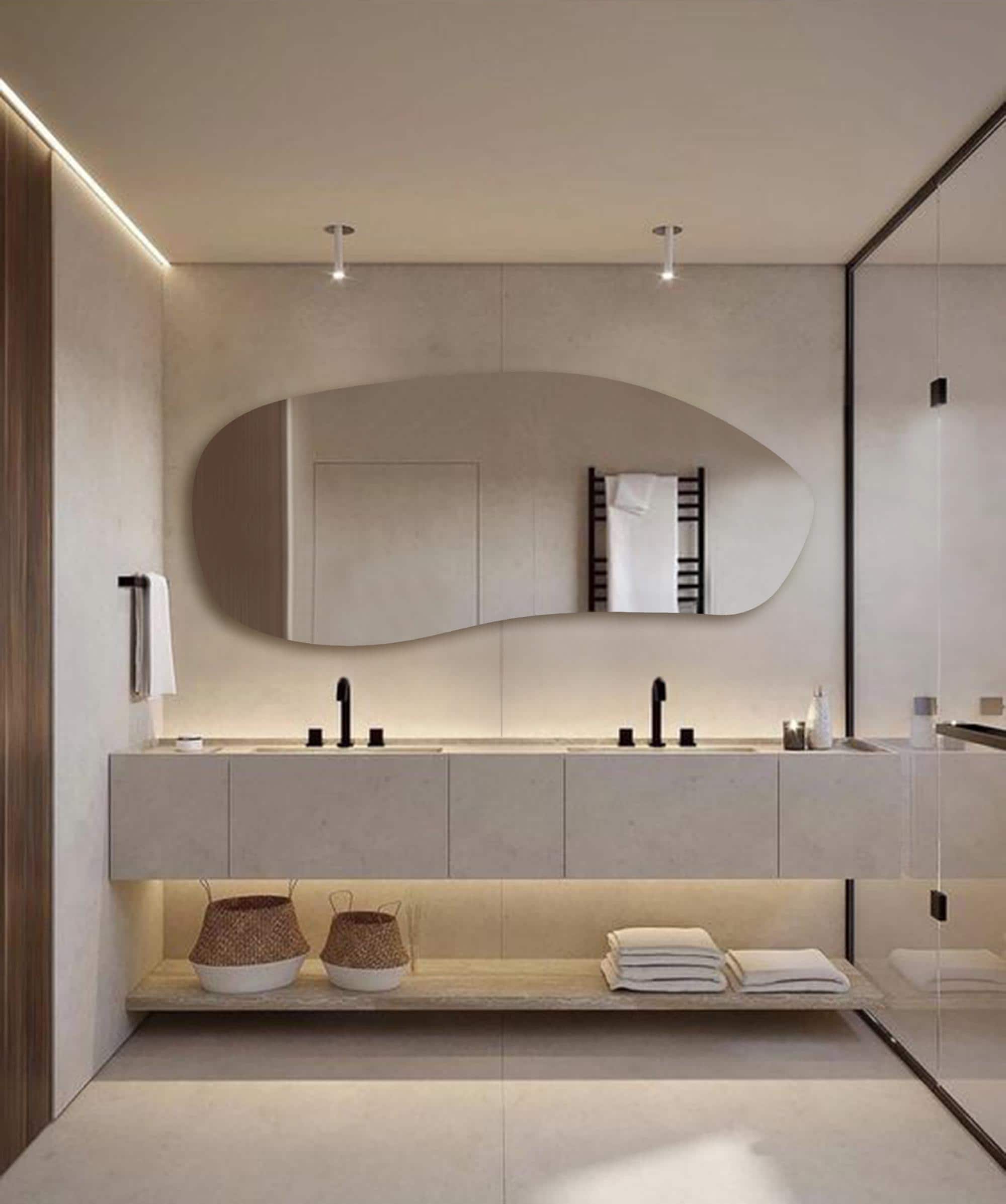 Tall LED Mirror Irregular Big Illuminated Asymmetrical Warm & Cool ...