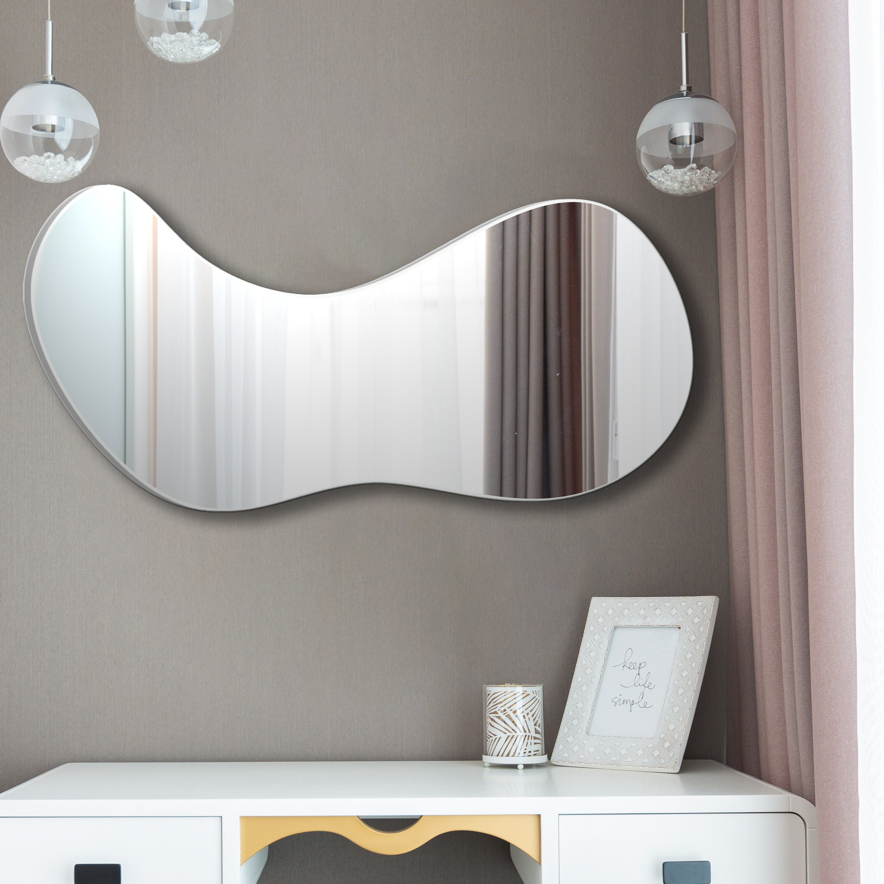 Irregular Shaped Wall Mirror, Asymmetrical Gold Framed Mirror ...