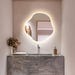 Asymmetrical LED Bathroom Mirror: Wavy Sunburst Design, Warm Light - Etsy