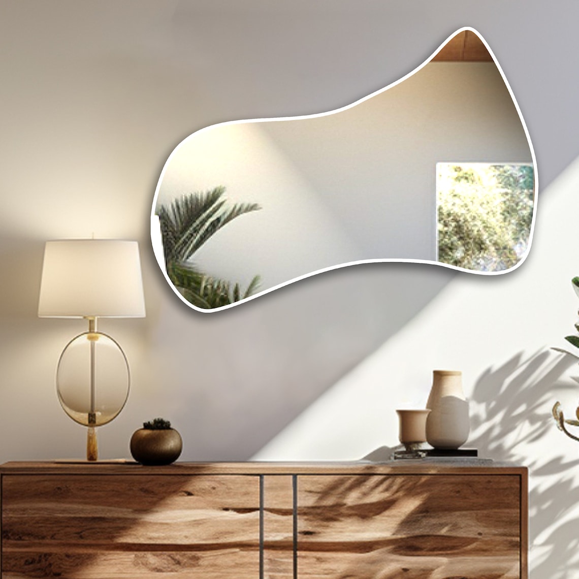 Irregular Shaped Wall Mirror, Asymmetrical Gold Framed Mirror ...