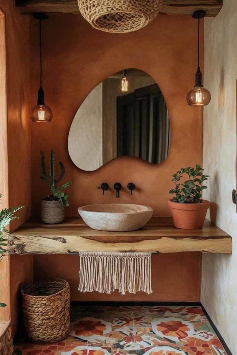 Asymmetrical Bohemian Wall Mirror: Large Oval Frameless Mirror - Etsy