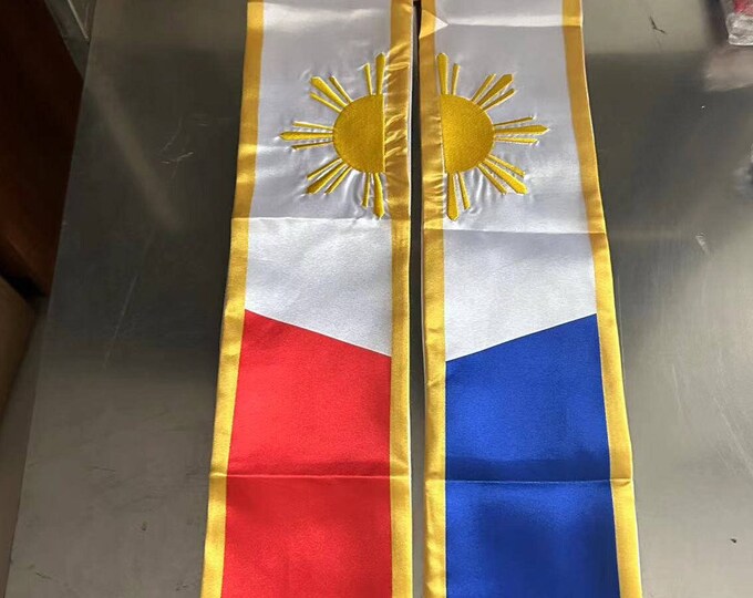Philippines Flag Embroidered Graduation Stole | Sash | Scarf | Filipino ...