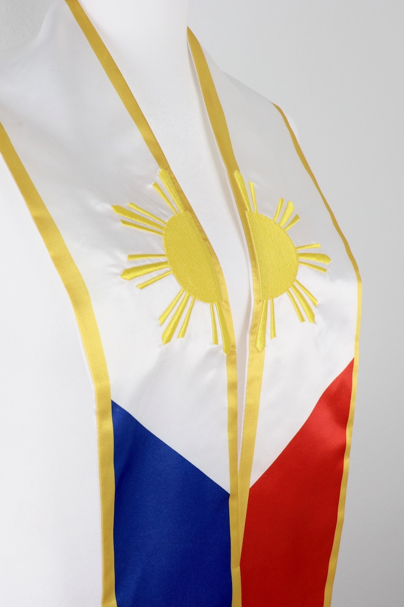 Philippines Flag Embroidered Graduation Stole | Sash | Scarf | Filipino ...