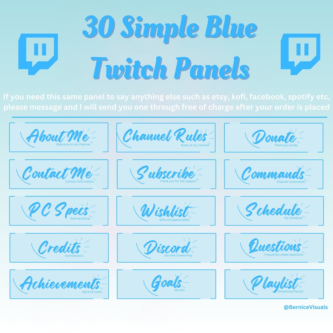 30 Simple Blue Twitch Panels - Etsy