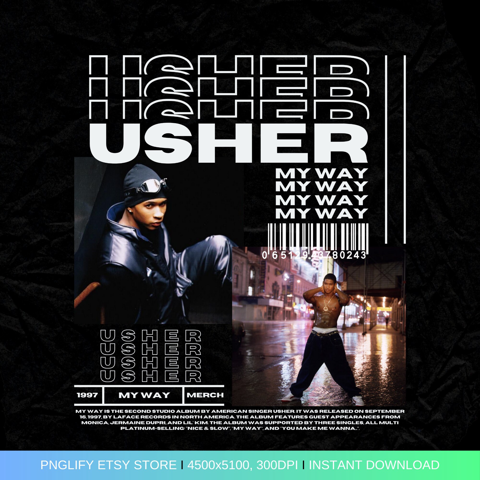Usher T-shirt Design, Instant Download, Free Commercial Use, My Way ...