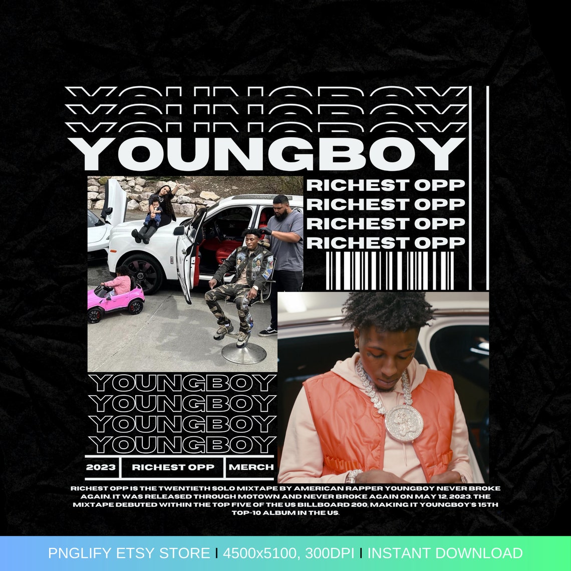Youngboy T-shirt Design, Instant Download, Richest Opp, Youngboy Album ...