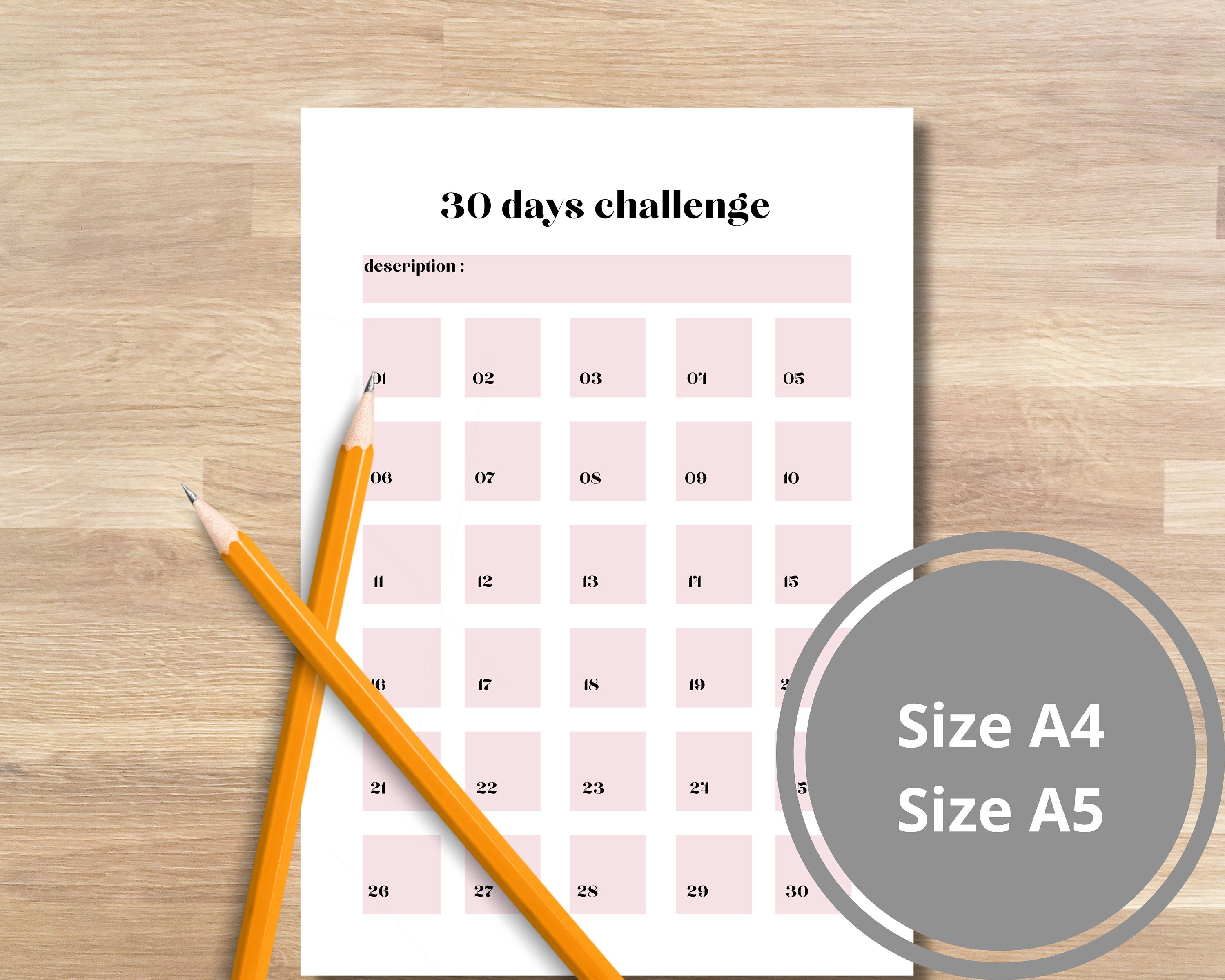 30 Days Challenge, Printable Tracker, Printable Journal, A5 Journal ...