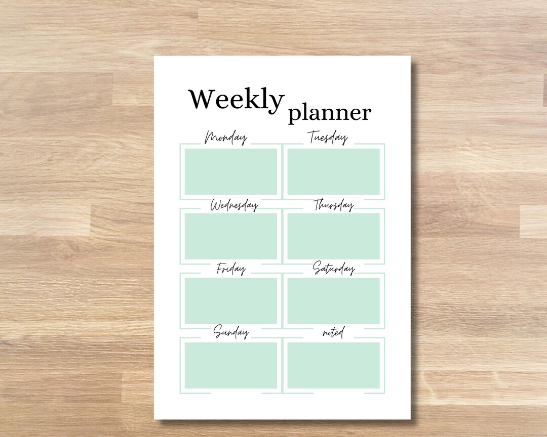 Weekly Planner, Weekly at A Glance, Printable Planner, A5 Journal Page ...