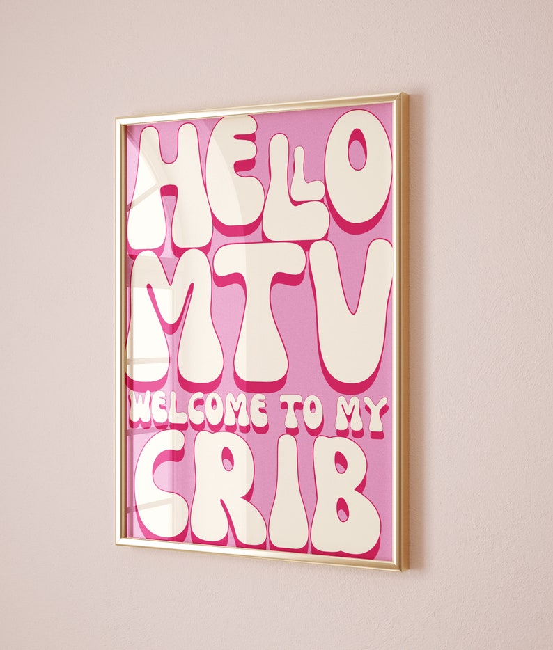 Welcome to My Crib Poster, MTV Poster, Typography Print, Hello MTV ...