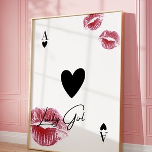 Feeling Lucky Poster Girly Wall Art Preppy Dice Pink Print Dopamine ...