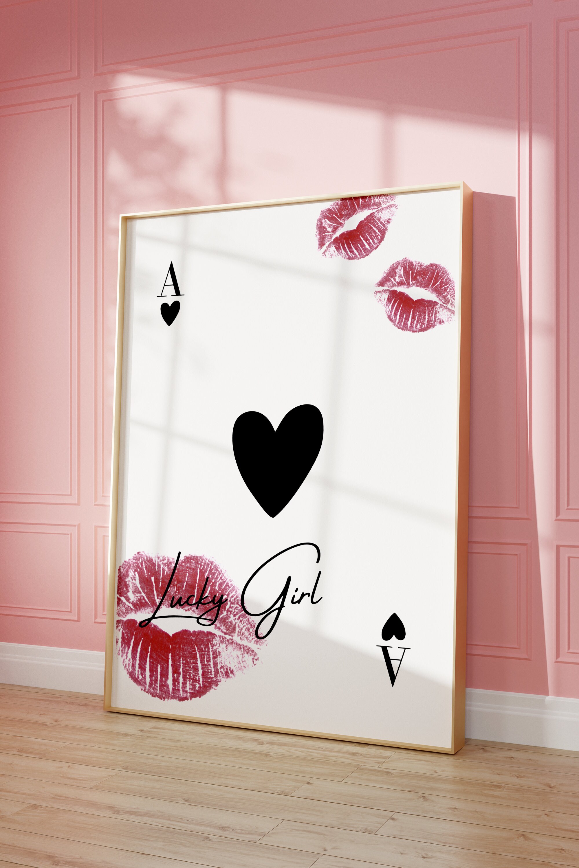 Feeling Lucky Poster Girly Wall Art Preppy Dice Pink Print Dopamine ...