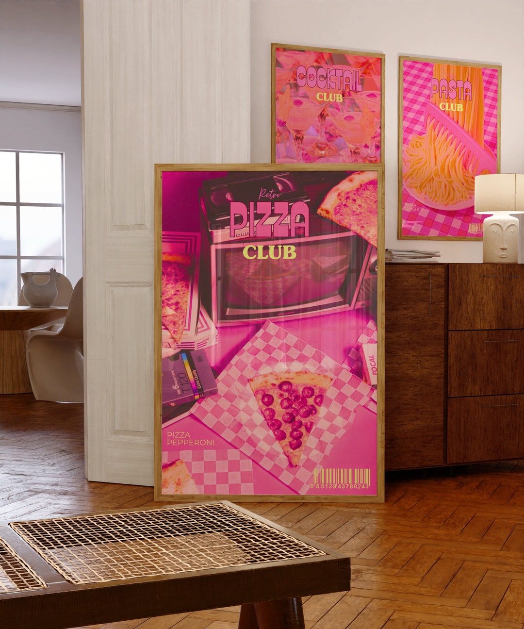 Trendy Pizza Poster Retro Pizza Pepperoni Print Vintage Eclectic Decor ...