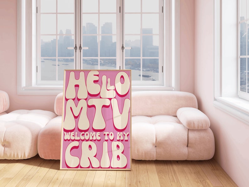 Welcome to My Crib Poster, MTV Poster, Typography Print, Hello MTV ...