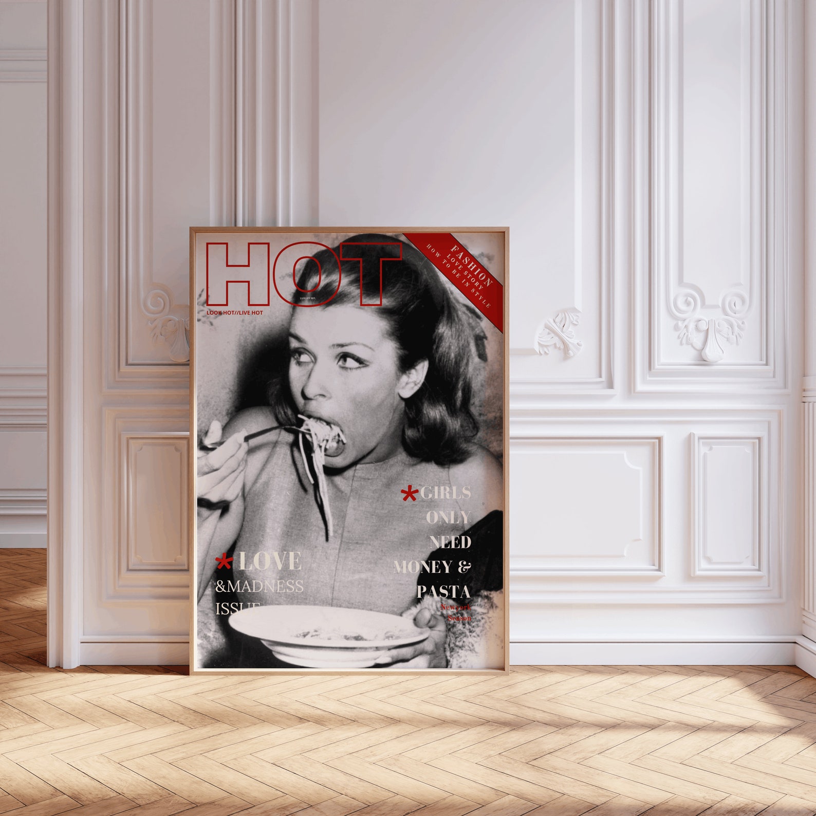 Newspaper Poster, 70s Wall Print, Vintage Pasta Poster, Trendy Magazine ...
