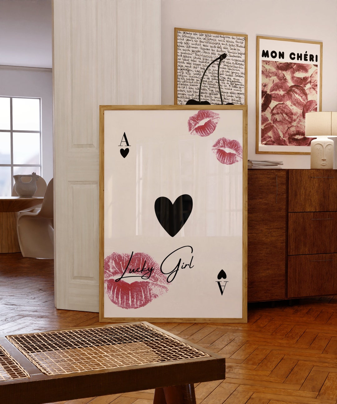 Feeling Lucky Poster Girly Wall Art Preppy Dice Pink Print Dopamine ...