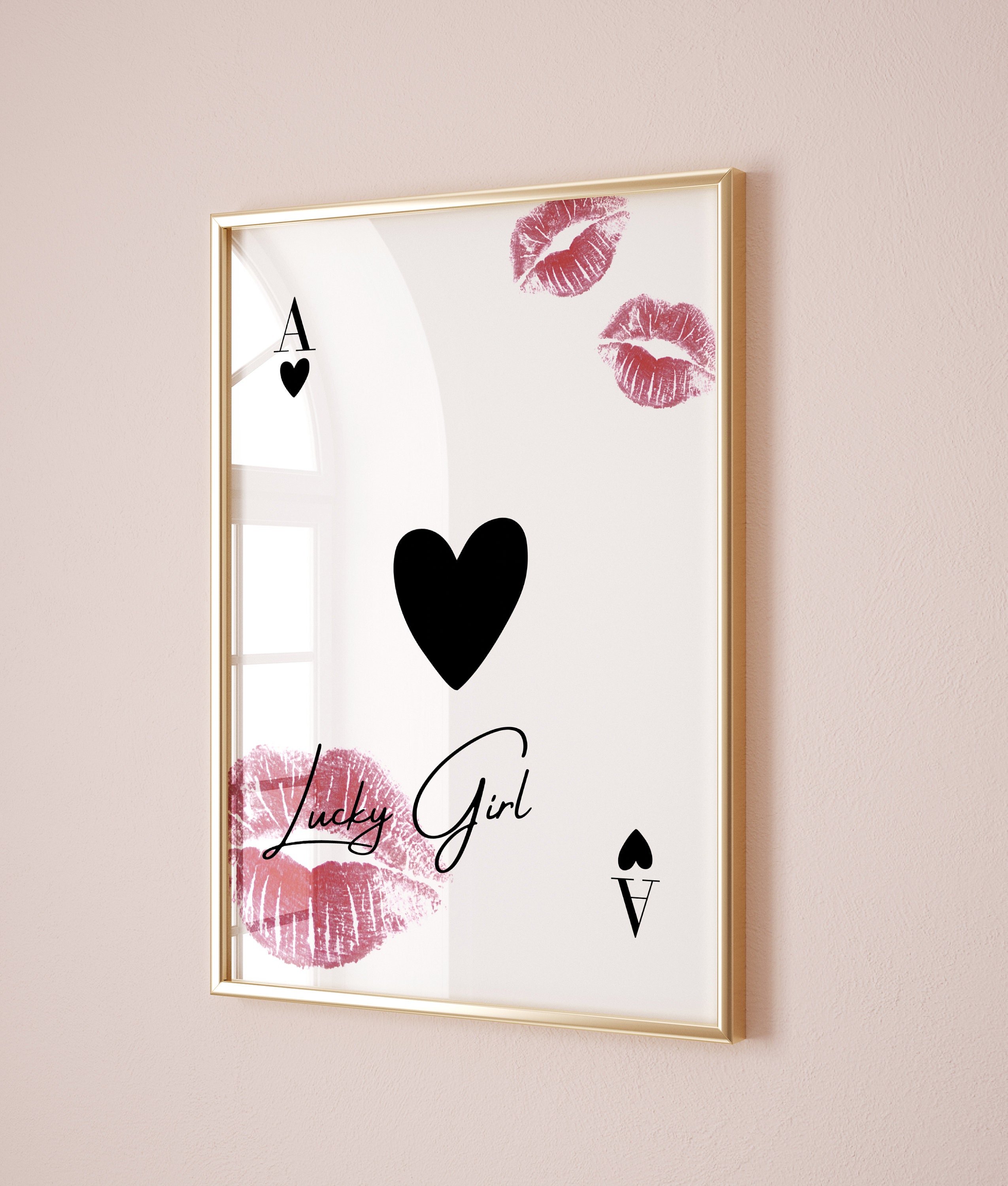 Feeling Lucky Poster Girly Wall Art Preppy Dice Pink Print Dopamine ...