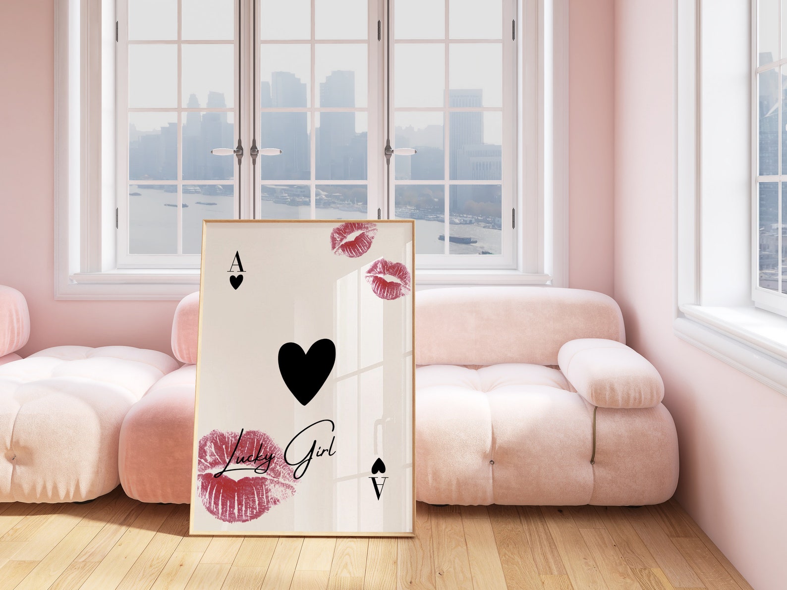 Feeling Lucky Poster Girly Wall Art Preppy Dice Pink Print Dopamine ...