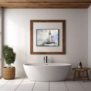 Maritime Vigil Impressionist Lighthouse Seascape, High-resolution Art ...